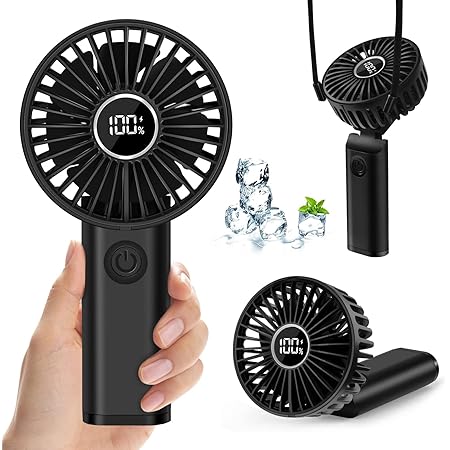 Handheld Fan Portable, Hand Held Fans UK Rechargeable with 6 Speeds ...