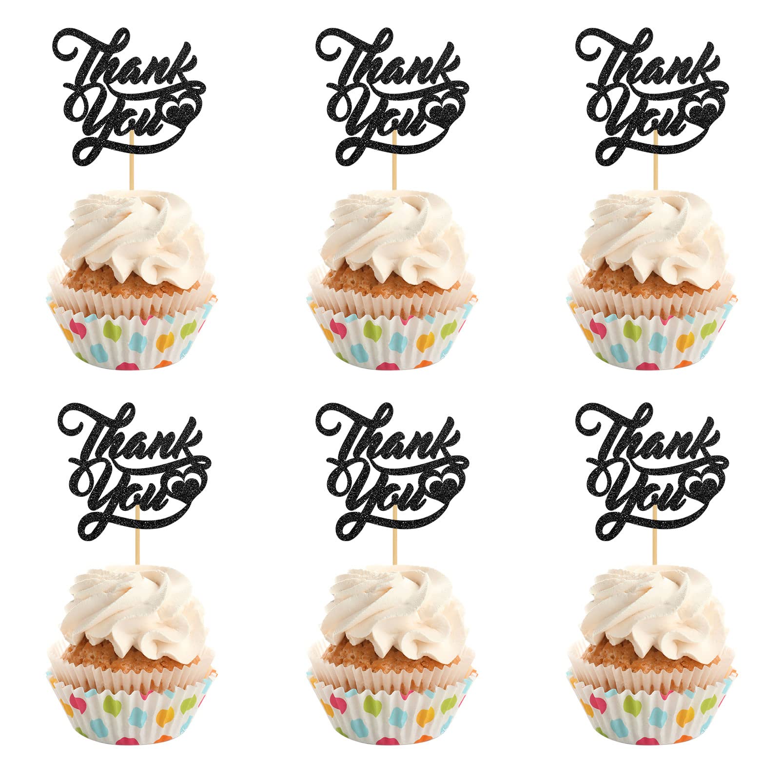 Amazon.com: INNORU Thank You Cupcake Toppers, Wedding Bridal Shower ...