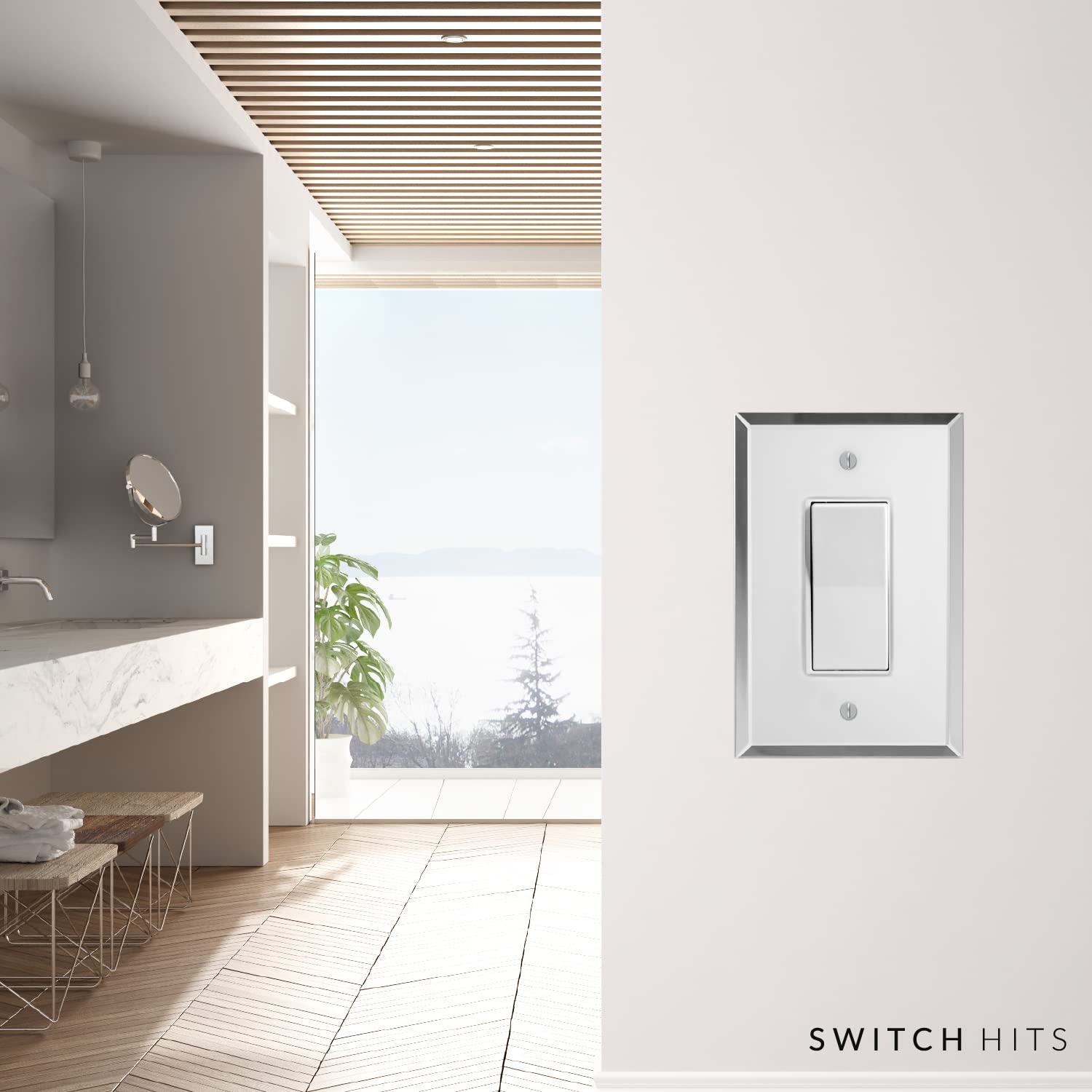 Four Mirror Switch Plates 8M GM Crystalline Mirror Plate, Finish Type: