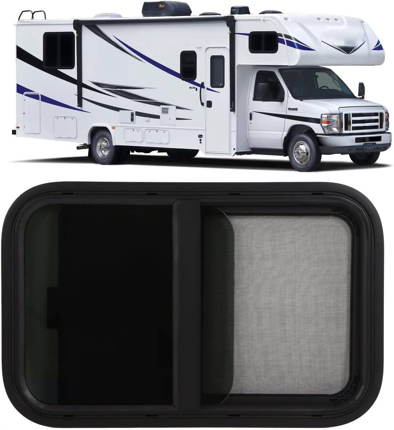 RV Horizontal Vertical Slide Window Replacement With Screen and Drain ...