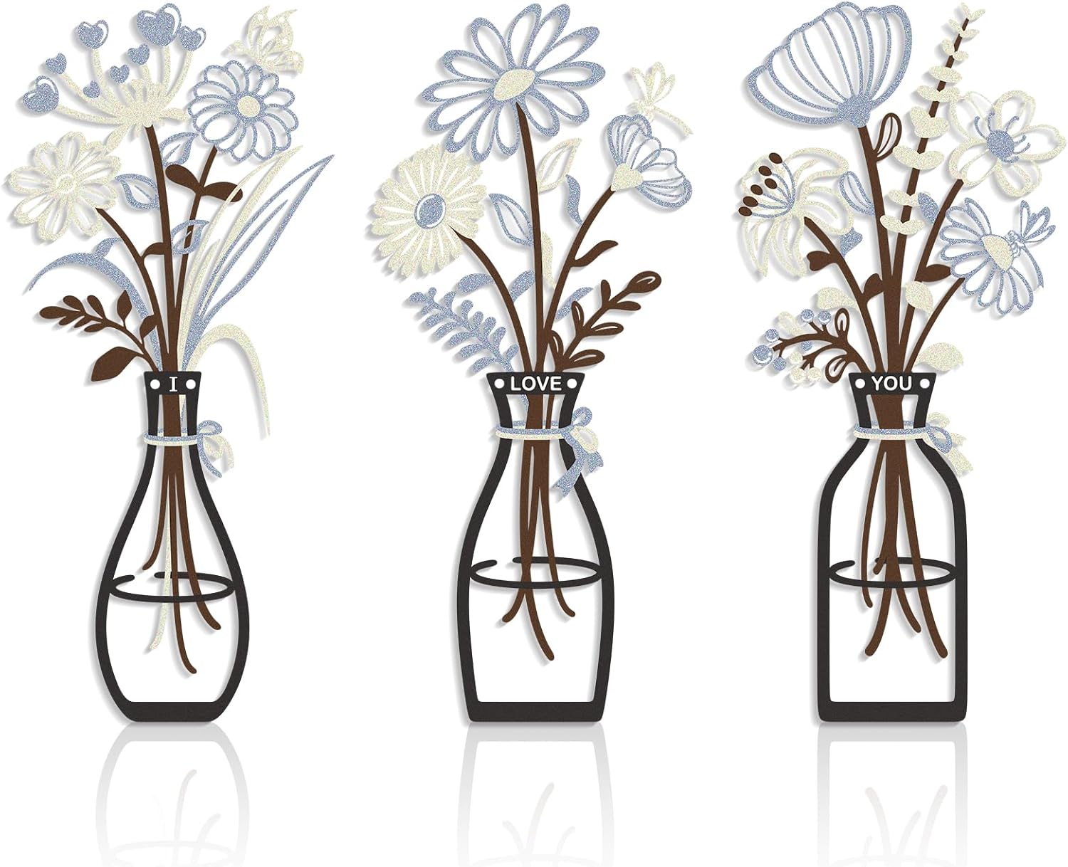Amazon.com: RIJINDOUJIN 3 Pieces Metal Flowers Wall Art Decor, House ...