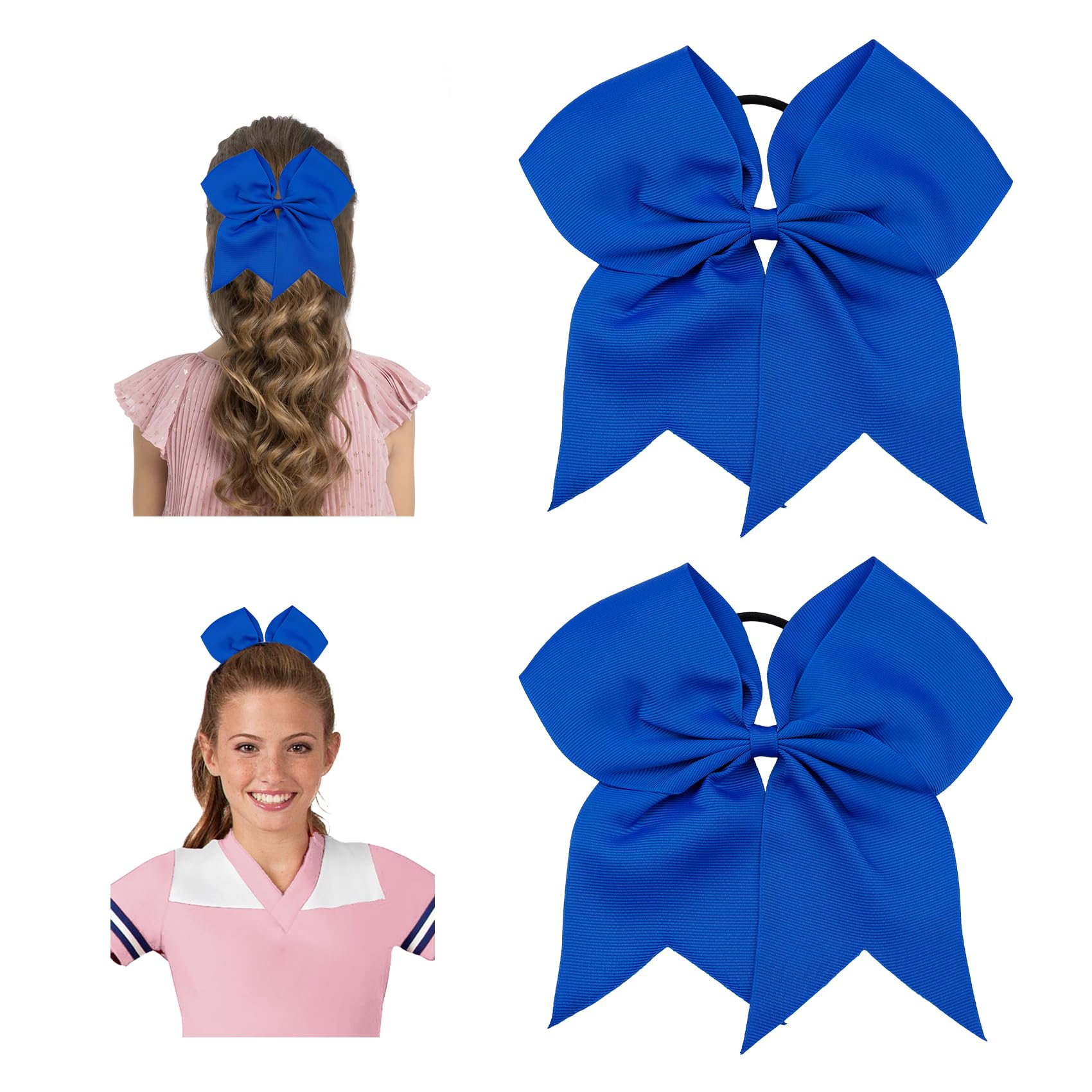 Amazon.com : Large Cheer Bows for Cheerleaders Deep Blue Hair Bows for ...
