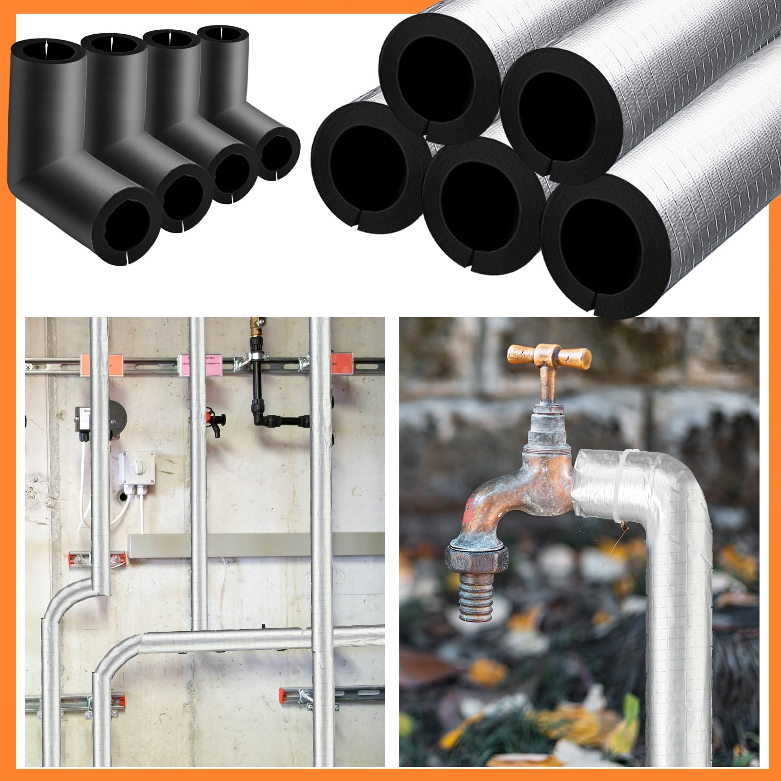 Frienda 16 Pack Pipe Insulation Foam Tube Kit, Include 12 Soft Pipe ...