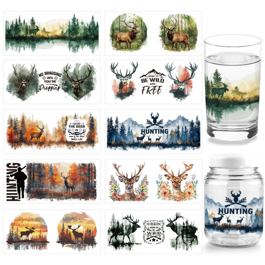 Amazon.com: arricraft 10 Sheets Hunting Deer Theme UV DTF Cup Wrap for ...