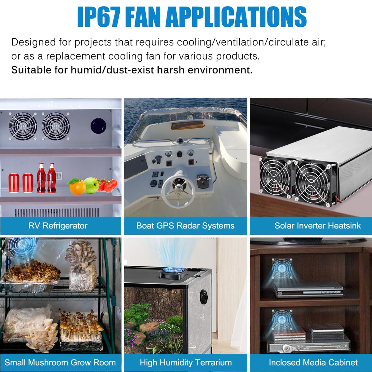 Snapklik.com : 80mm X 25mm 12V DC Waterproof IP67 Fan Dual Ball Bearing ...