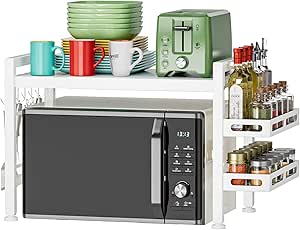 EKNITEY Microwave Shelf Stand - Expandable Countertop Microwave Stand ...