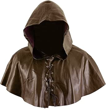 Amazon.com: Medieval Cowl Hood Leather Renaissance Hood Hat for Wicca ...