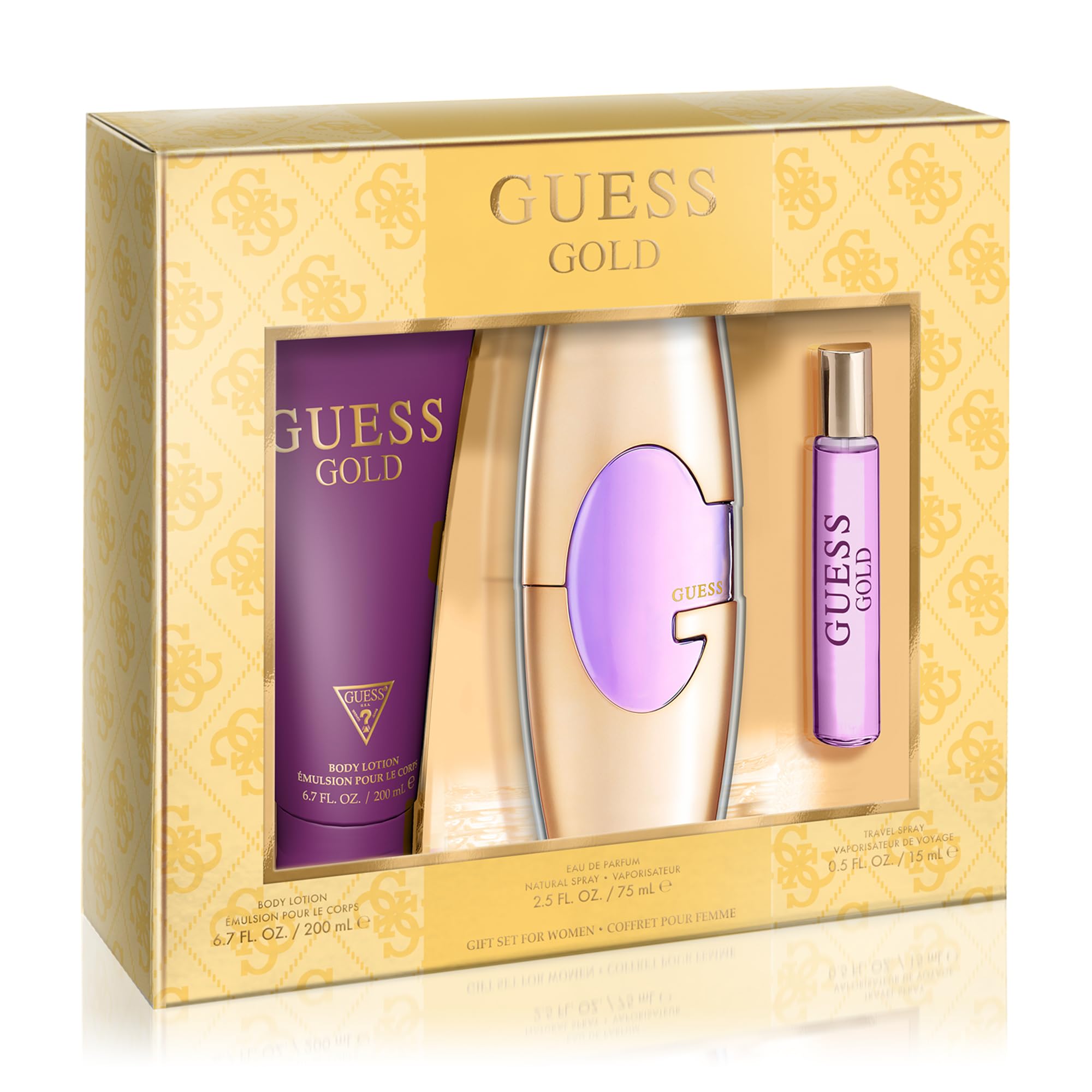 Amazon.com: GUESS Gold Women Eau de Parfum - Set de regalo de 3 piezas ...