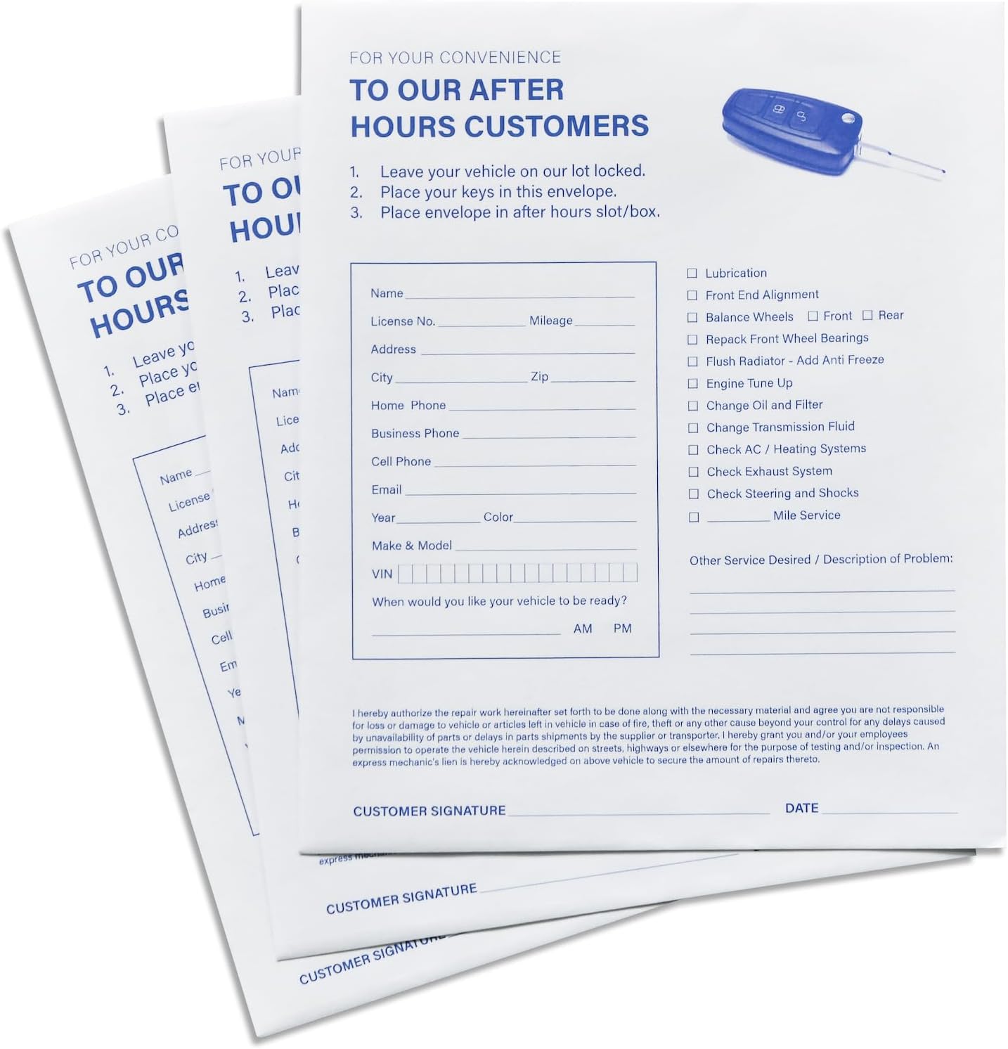 Amazon.com : Key Drop Off Standard Envelopes for After Hours | Auto ...