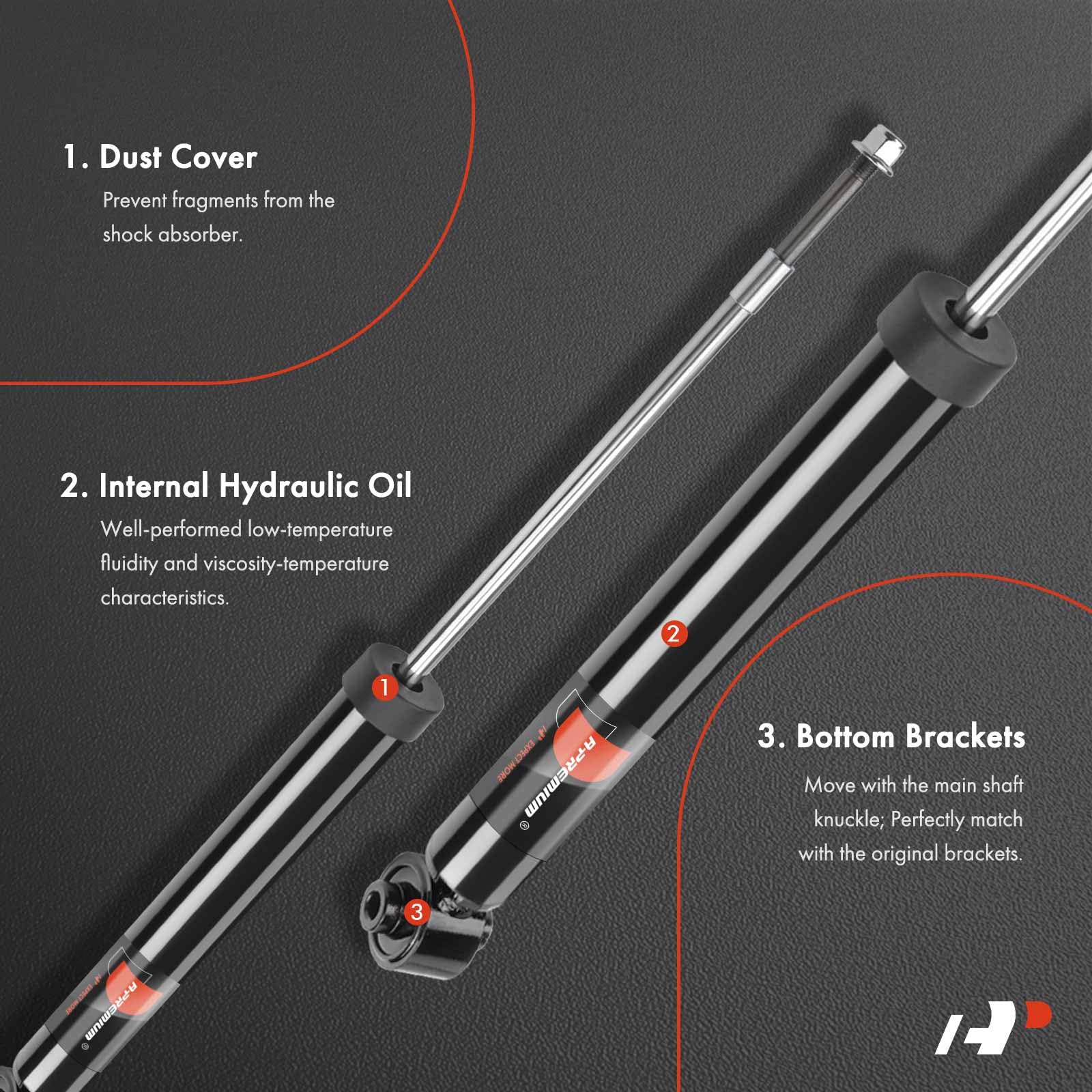 A-Premium Rear Pair (2) Shock Absorber Compatible with Chevy Aveo 2004 ...