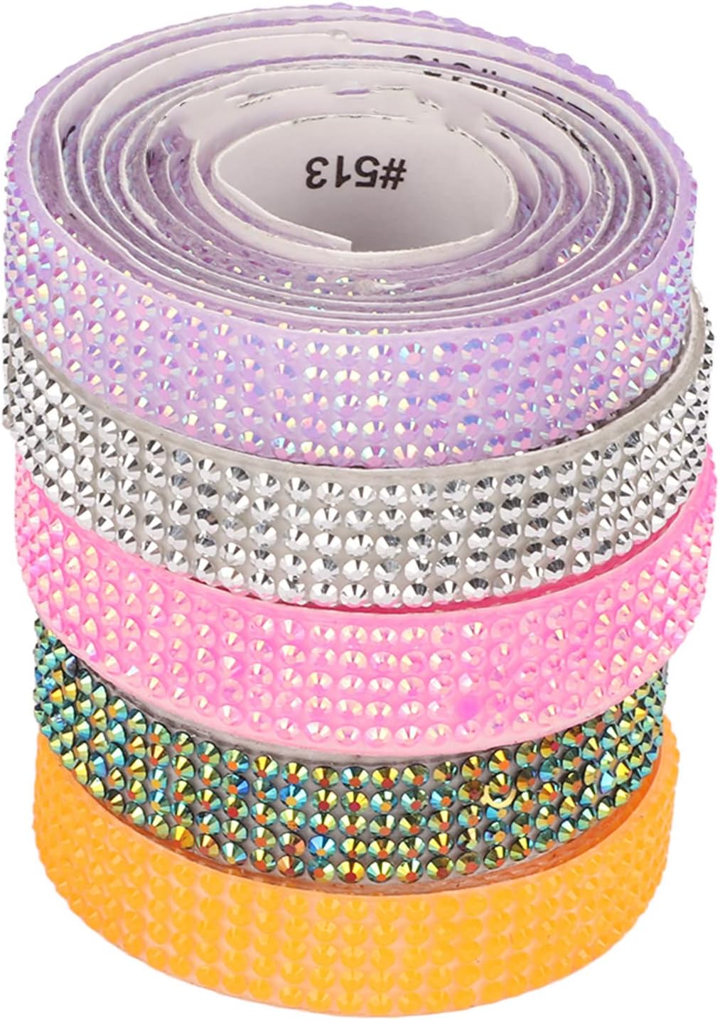 Qyebavge Rhinestone Strip 5 Rolls Assorted Colors 1yd Length 0.4in ...