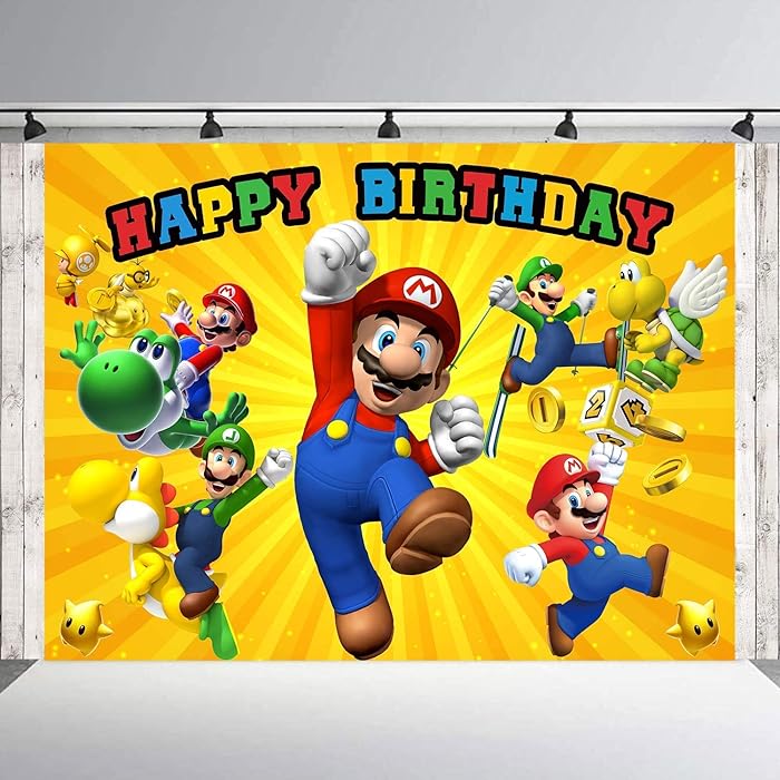 Buy Super Mario Banner Party Supplies Backdrop, Super Mario Background ...