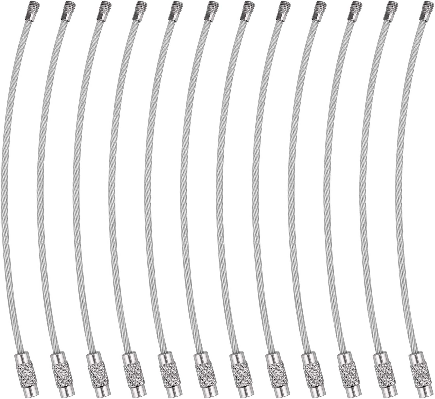 Keychain, Wisdompro 12 Pack of 4.3 Inches Stainless Steel Wire Ring 2mm ...