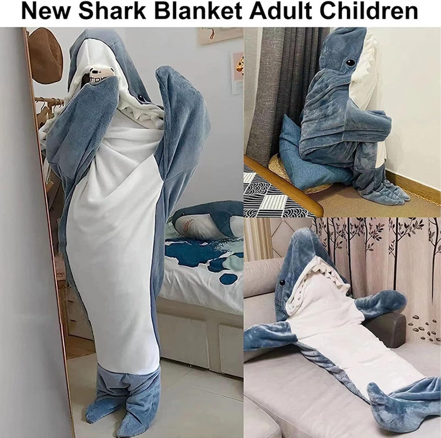 Nenkarn Manta de tiburón para adulto, manta de tiburón portátil, saco ...