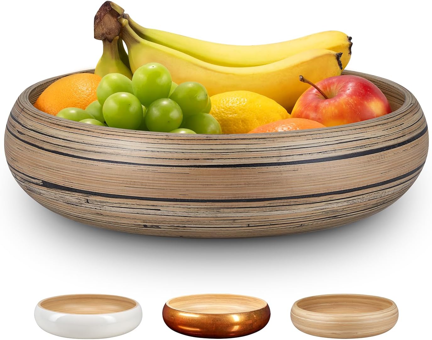 Amazon.com: LEXA Bamboo Fruit Bowl for Kitchen Counter, 12 Inch Large ...