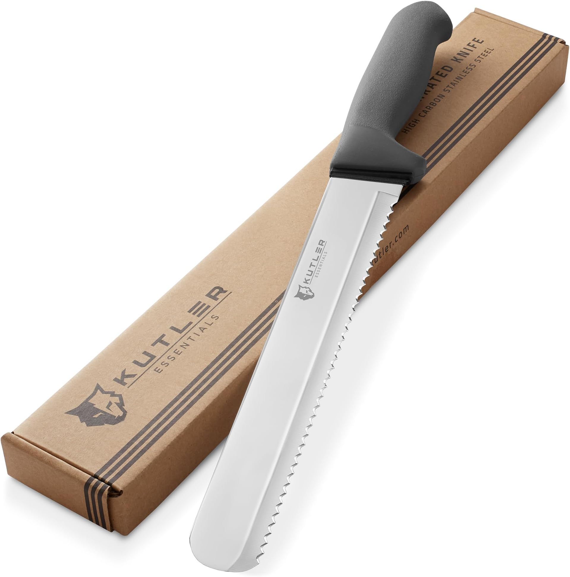 Amazon.com: HISSF Serrated Bread Knife With Sheath 10 Inch, Black ...