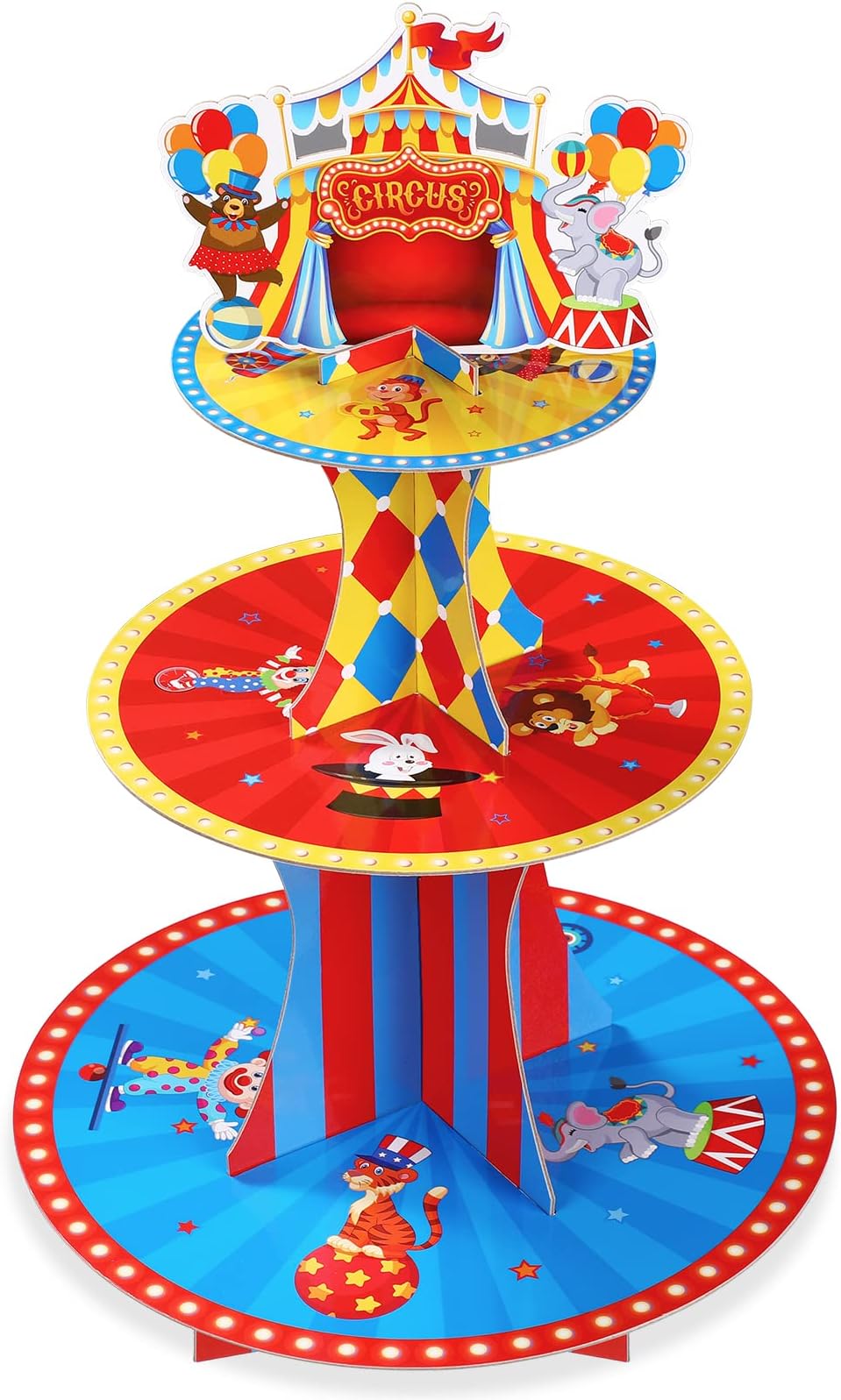 Amazon.com | Zopeal Carnival Theme Cupcake Holder 3 Tier Circus ...