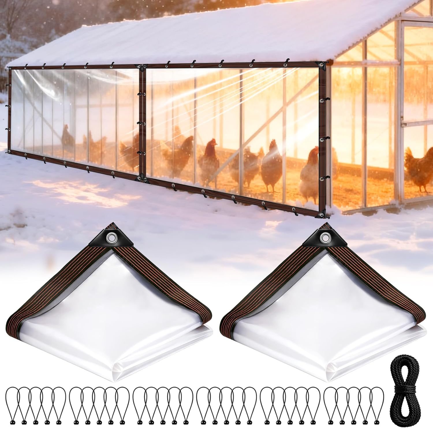 Amazon.com : 2 Pack 6.6x10FT Chicken Coop Cover for Winter, Waterproof ...