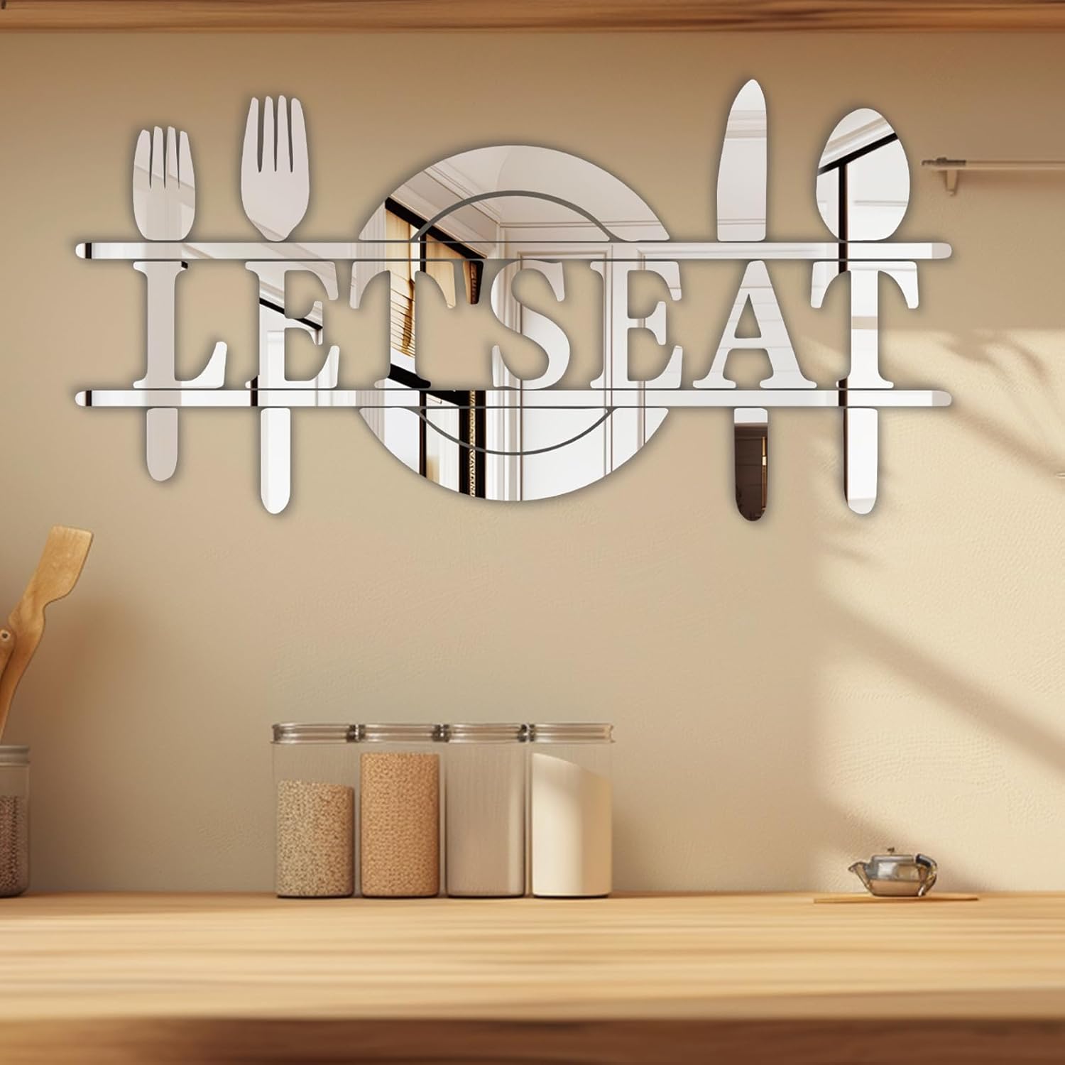 Amazon.com: Doeean Let's Eat Wall Decor Letter Signs Acrylic Mirror ...
