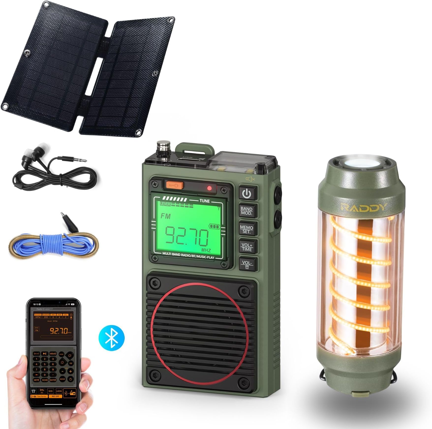 Amazon.com: Raddy RF75A APP Control AM/FM/VHF/WB Shortwave Radio + CL-1 ...
