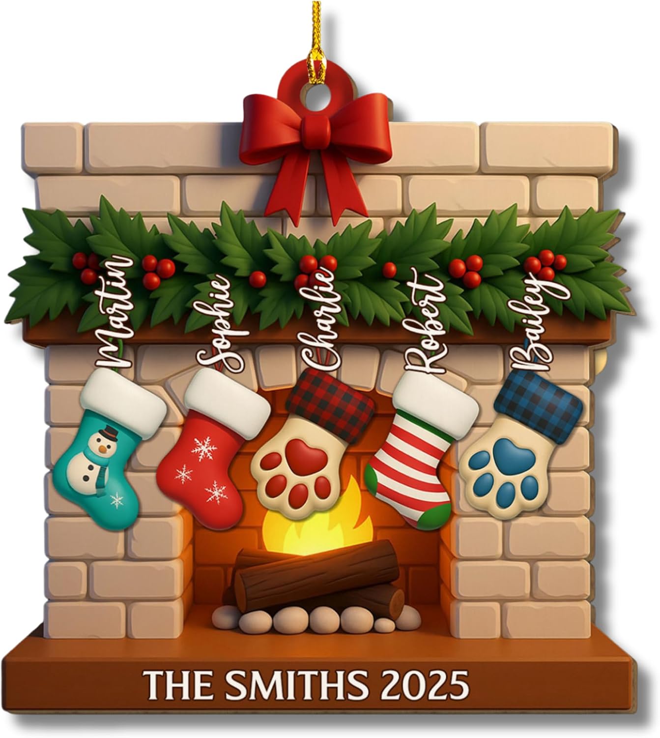 Amazon.com: Wrappiness Family Stockings 2025 Personalized Wood Ornament ...