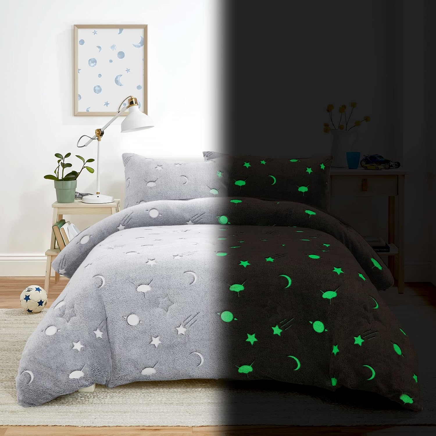 Amazon.com: HOMBYS Glow in The Dark Comforter Set 5 Piece Twin/Twin XL ...