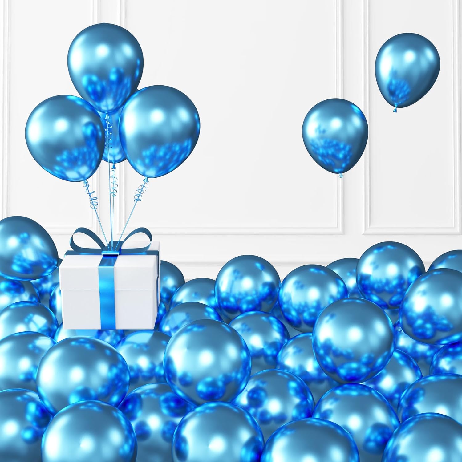 Amazon.com: KALOR Metallic Blue Balloons, 100 pcs 5 inch Thick Latex ...