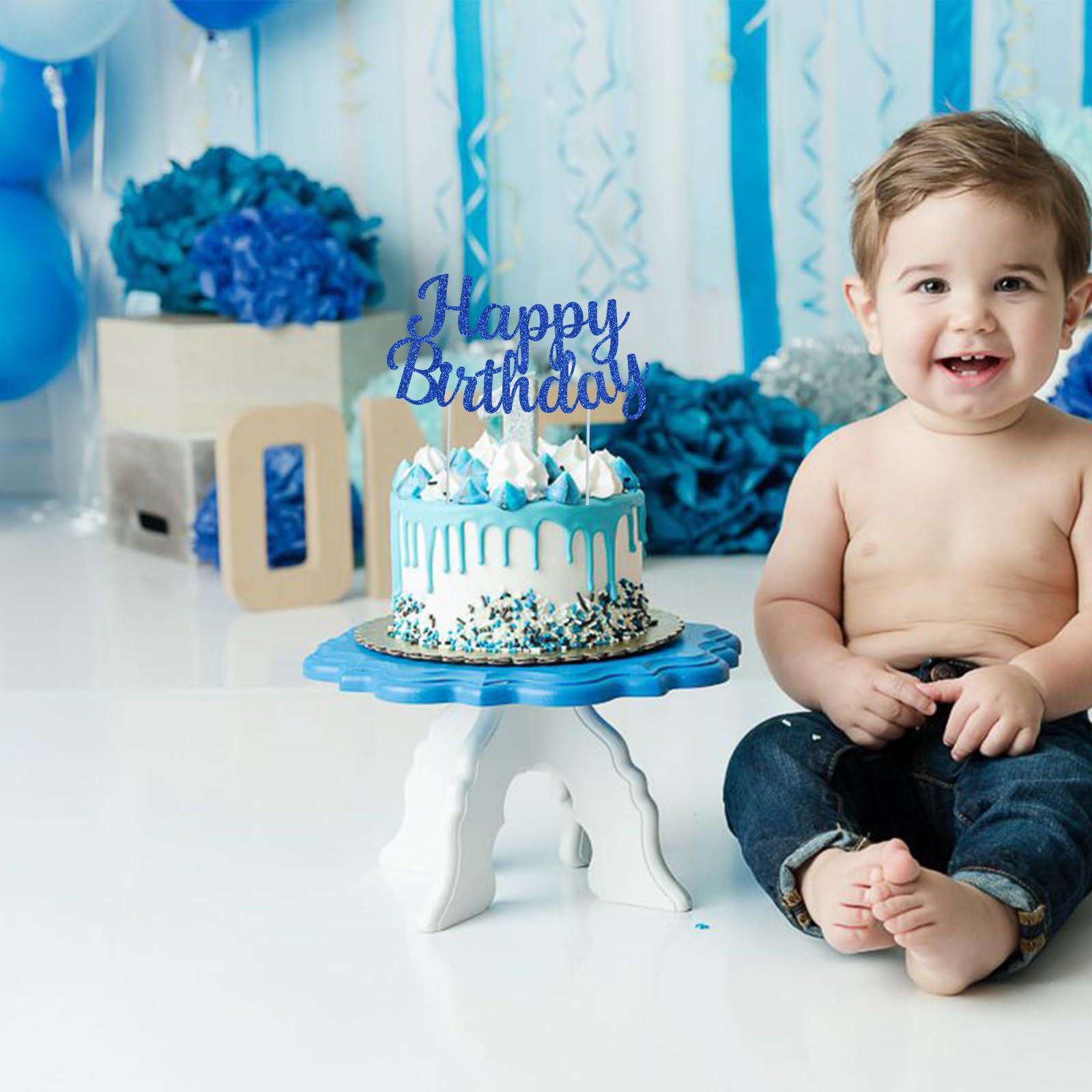 Snapklik.com : Blue Happy Birthday Cake Topper, Happy Birthday Cake ...