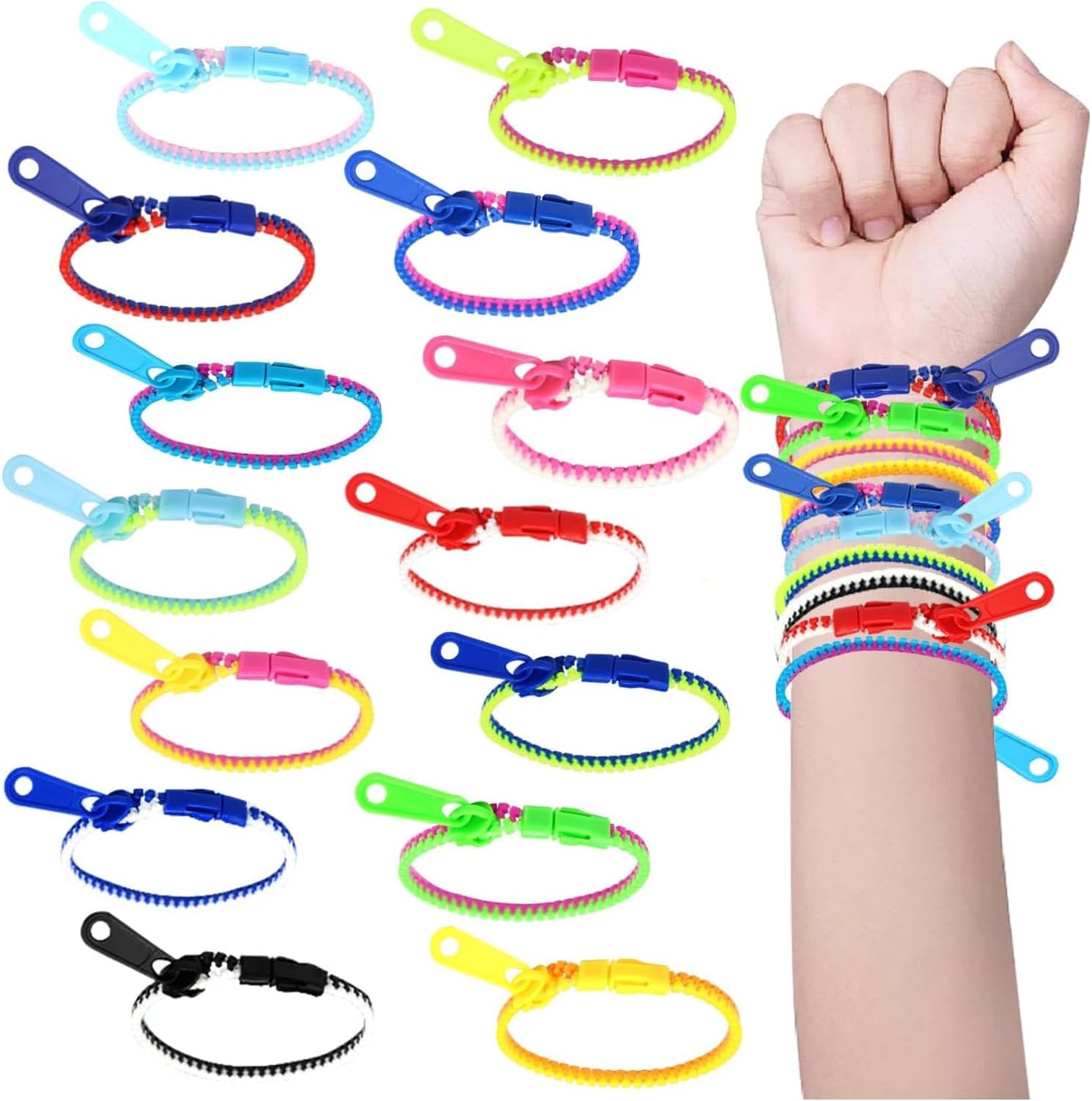 20pcs Friendship Fidget Zipper Bracelets - Sensory Play & Stress Relief ...