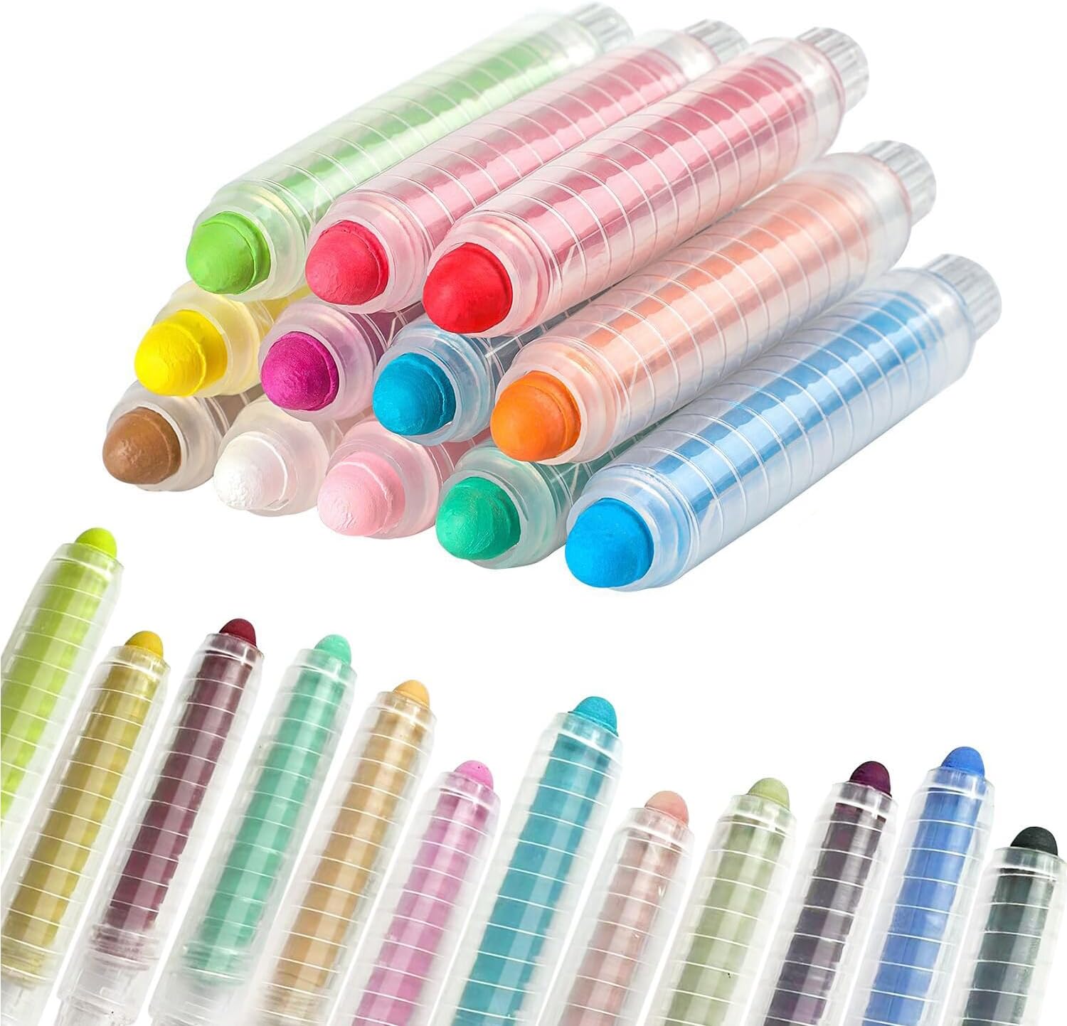 Amazon.com : HNXAZG 24 Pcs Dustless Twistable Chalk - 24 Colors Non ...