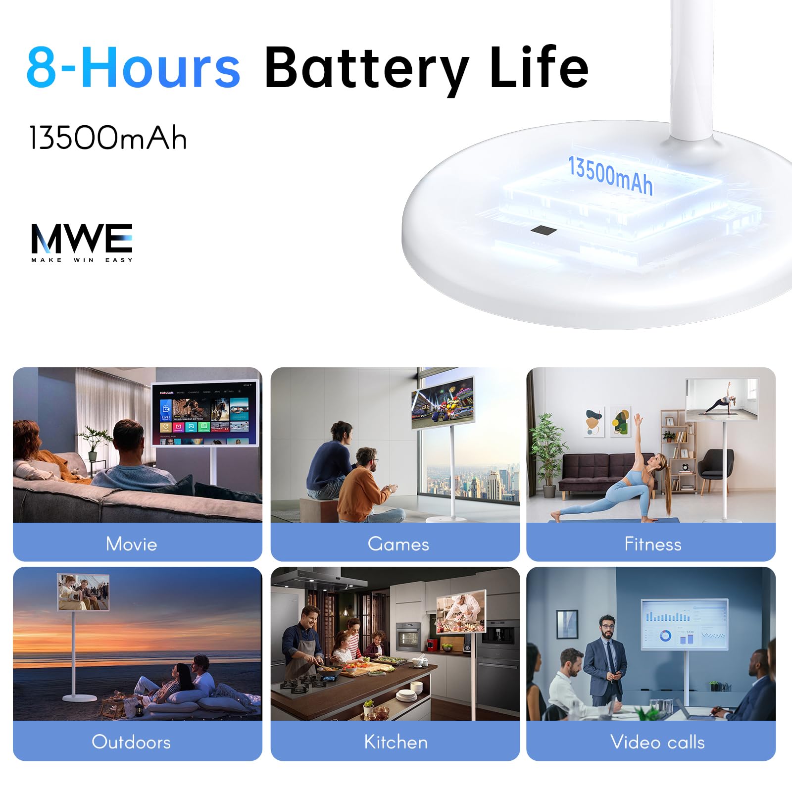 Snapklik.com : OHYEAHSPIN 24 Inch Portable TV On Wheels, MWE 2K Smart ...