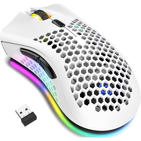 AAJO Wireless Gaming Mouse, USB Mouse Gaming with Honeycomb Shell, RGB ...