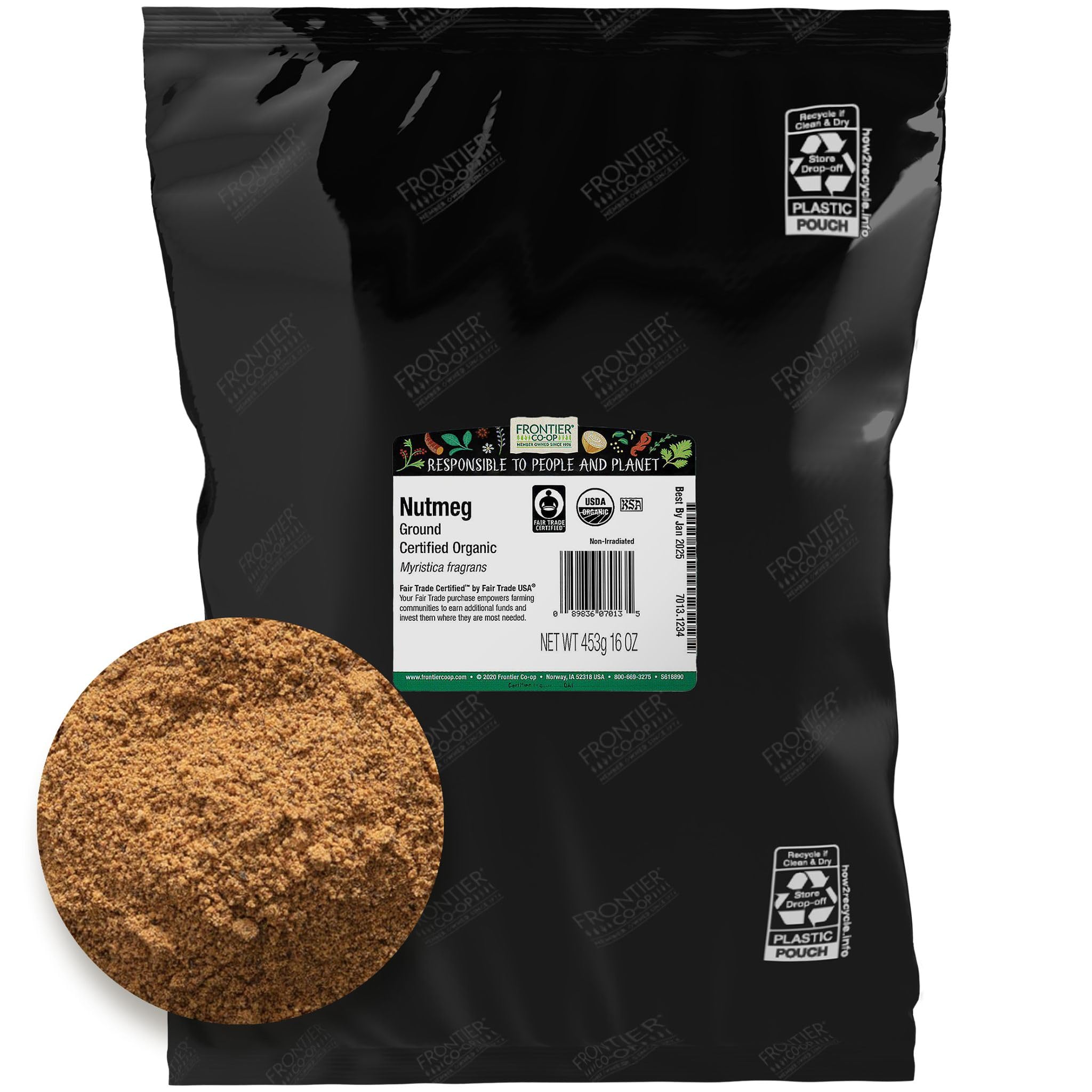 Amazon.com: Frontier Co-op Nutmeg Ground, 1lb Certified Organic Nutmeg ...