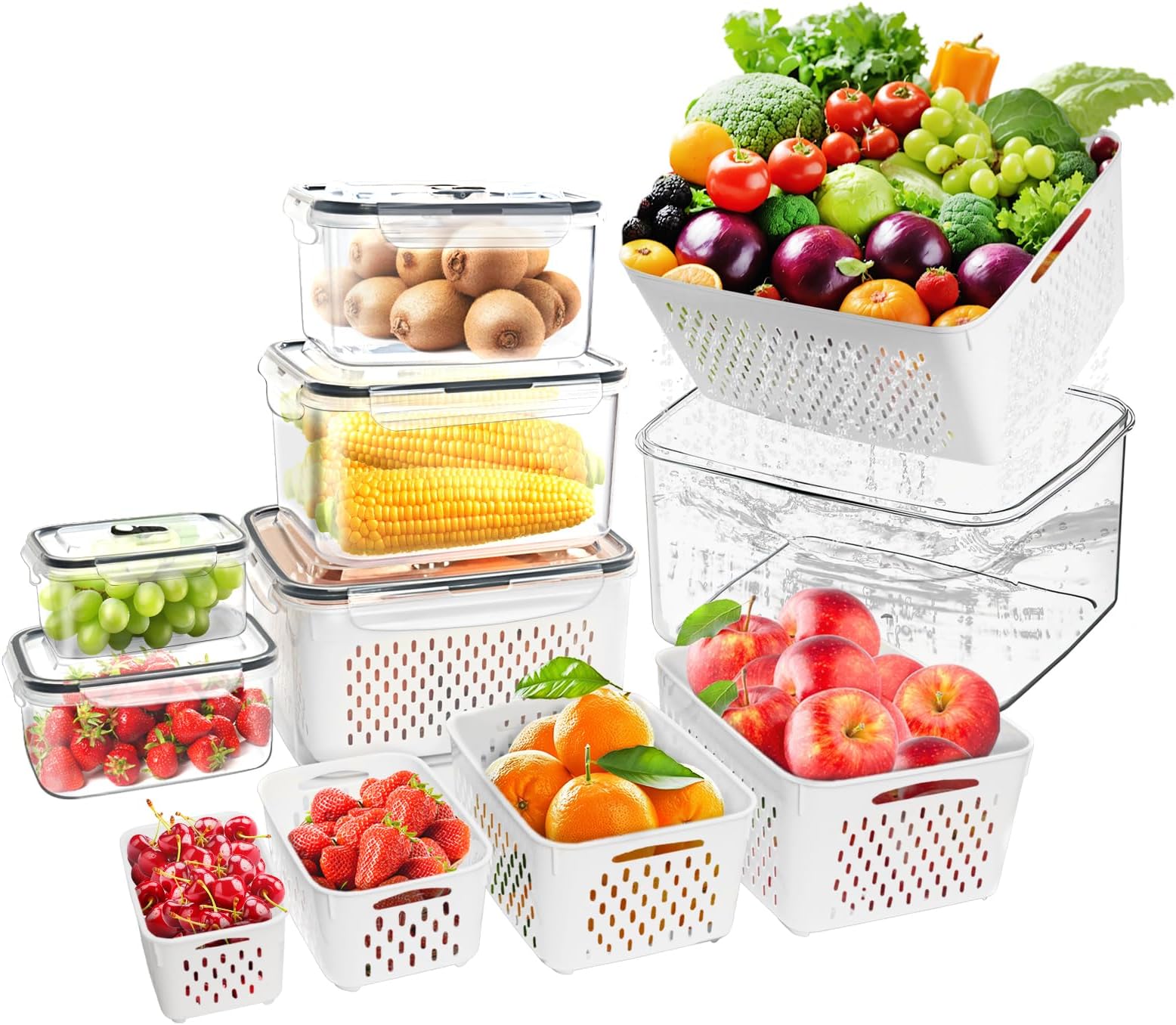 Amazon.com: Hobychild 6PCS Large Fruit Containers for Fridge - Airtight ...
