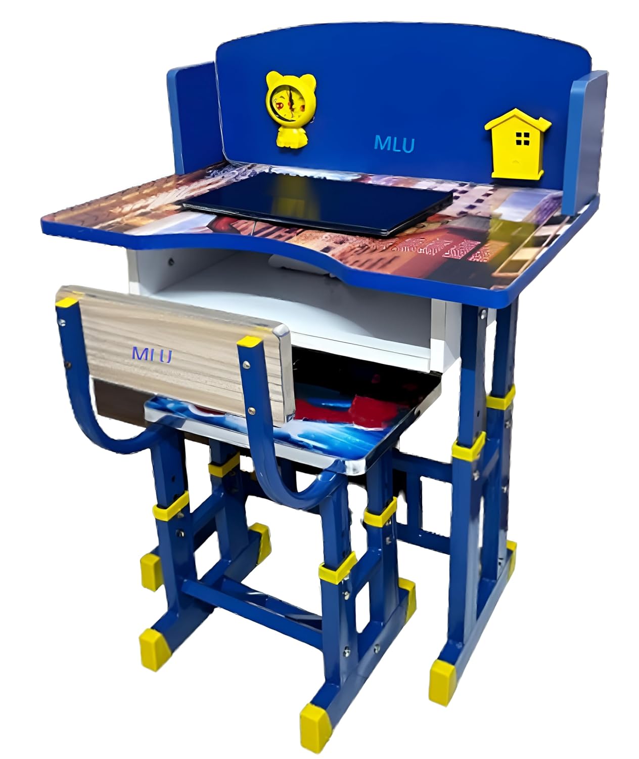 MLU New Indian Kids Study Table and Chair Set, Height Adjustable (Blue ...