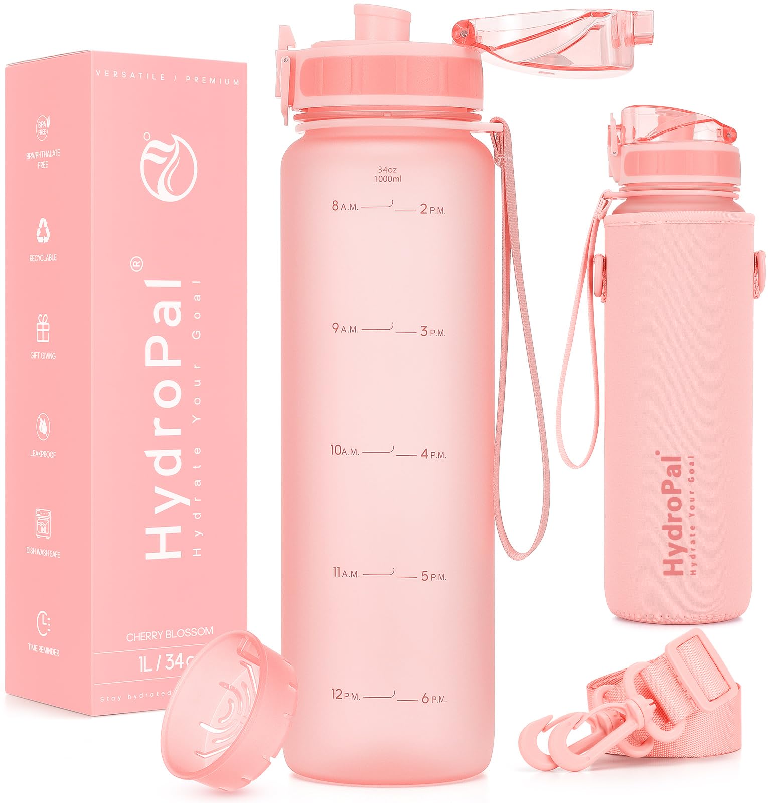 Amazon.com: Unistar Water Bottle with Time Marker -Large 34 oz Tritan ...