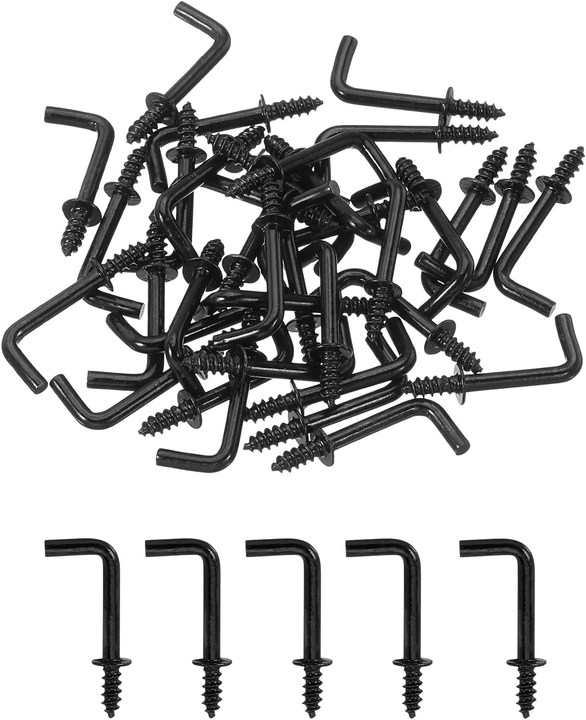 Amazon.com: uxcell Right Angle Hooks, 50Pcs 1/2" L Shaped Screw Hooks ...