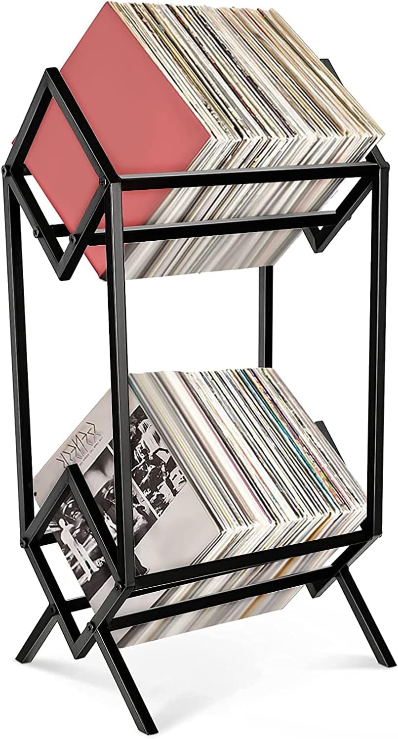 Metal Indian Decor 25023 2-Tier Movable Vinyl Record Wall Mount Storage ...