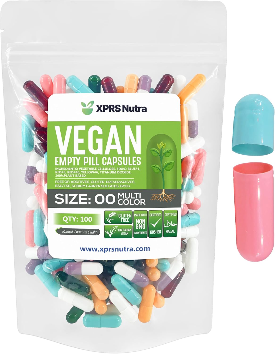 Amazon.com: XPRS Nutra Size 00 Empty Capsules - 100 Count Empty Vegan ...