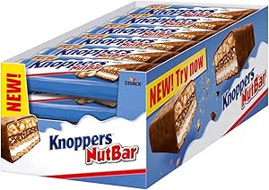 Knoppers Nutbar (24x40g) - Barra de barquillo con crema de leche (14,4%), crema de avellanas (14 ...