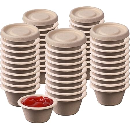 50 Pieces of Sauce Containers with Lids, 4oz Round Sauce Pots Storage ...