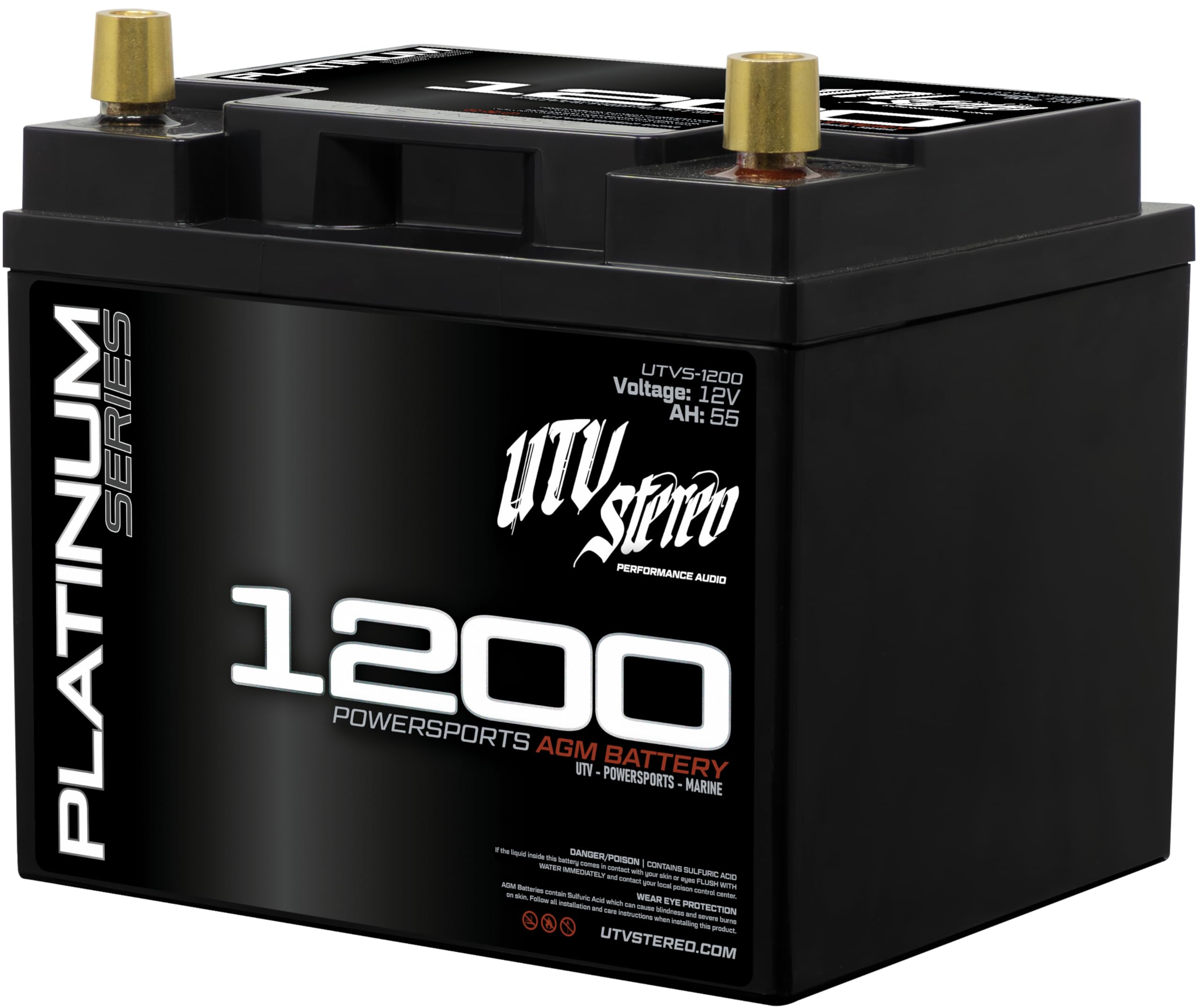Amazon.com: UTV Stereo Platinum Series 1200 AGM Battery - 1200 Cranking ...