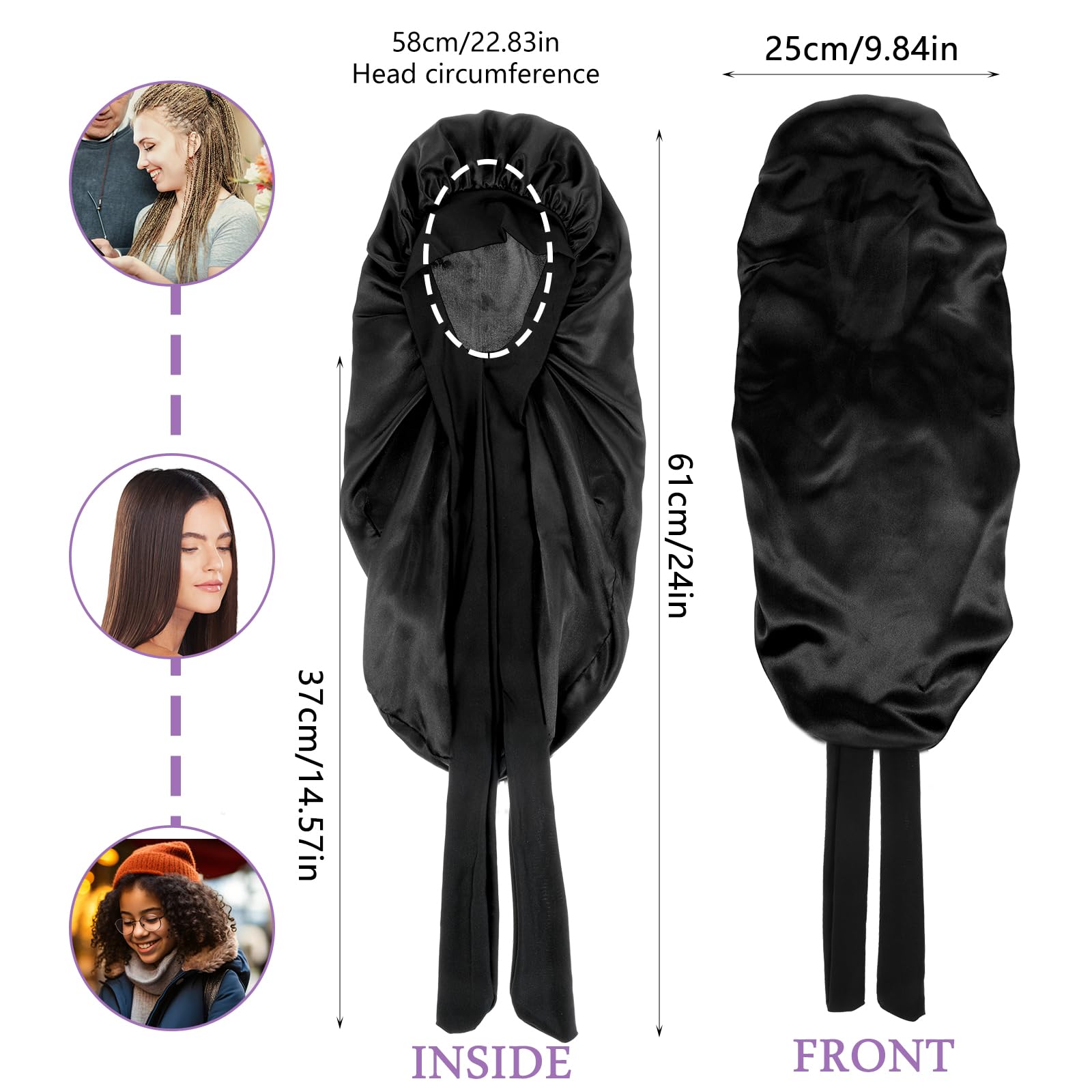 Tyqour Long Hair Bonnet for Sleeping, Long Bonnet for Braids, Shower ...