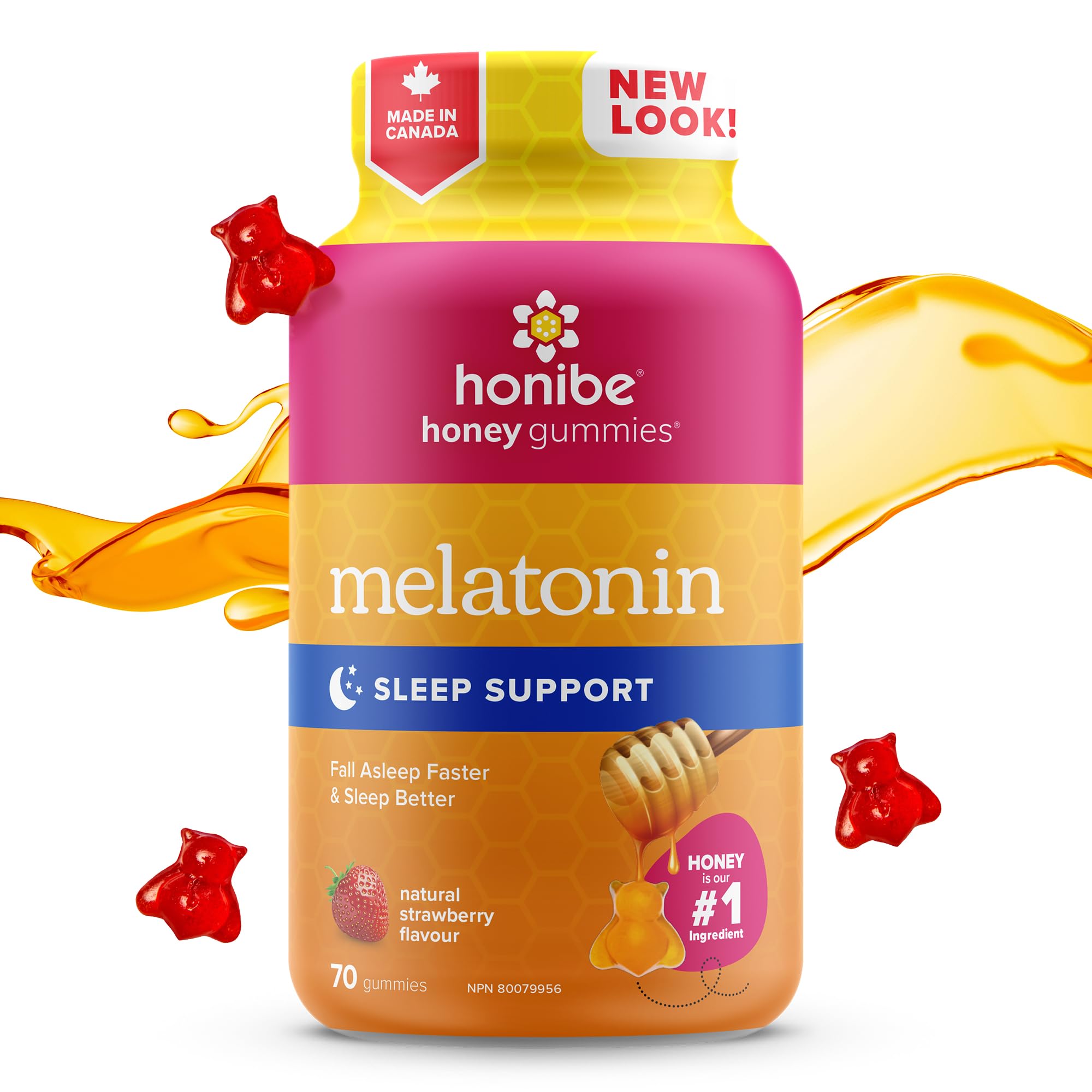 Honibe Melatonin Sleep Support Gummies | Honey-Based Gummies Made in ...