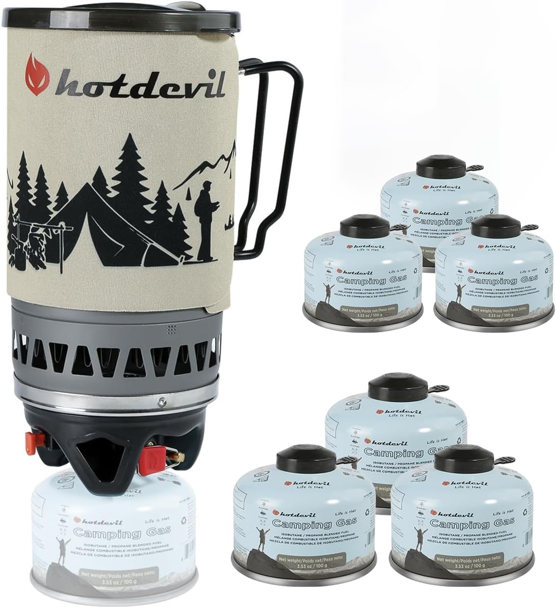 Amazon.com : Pack of 6, Hotdevil Camping Stove Fuel 100 Gram Butane ...