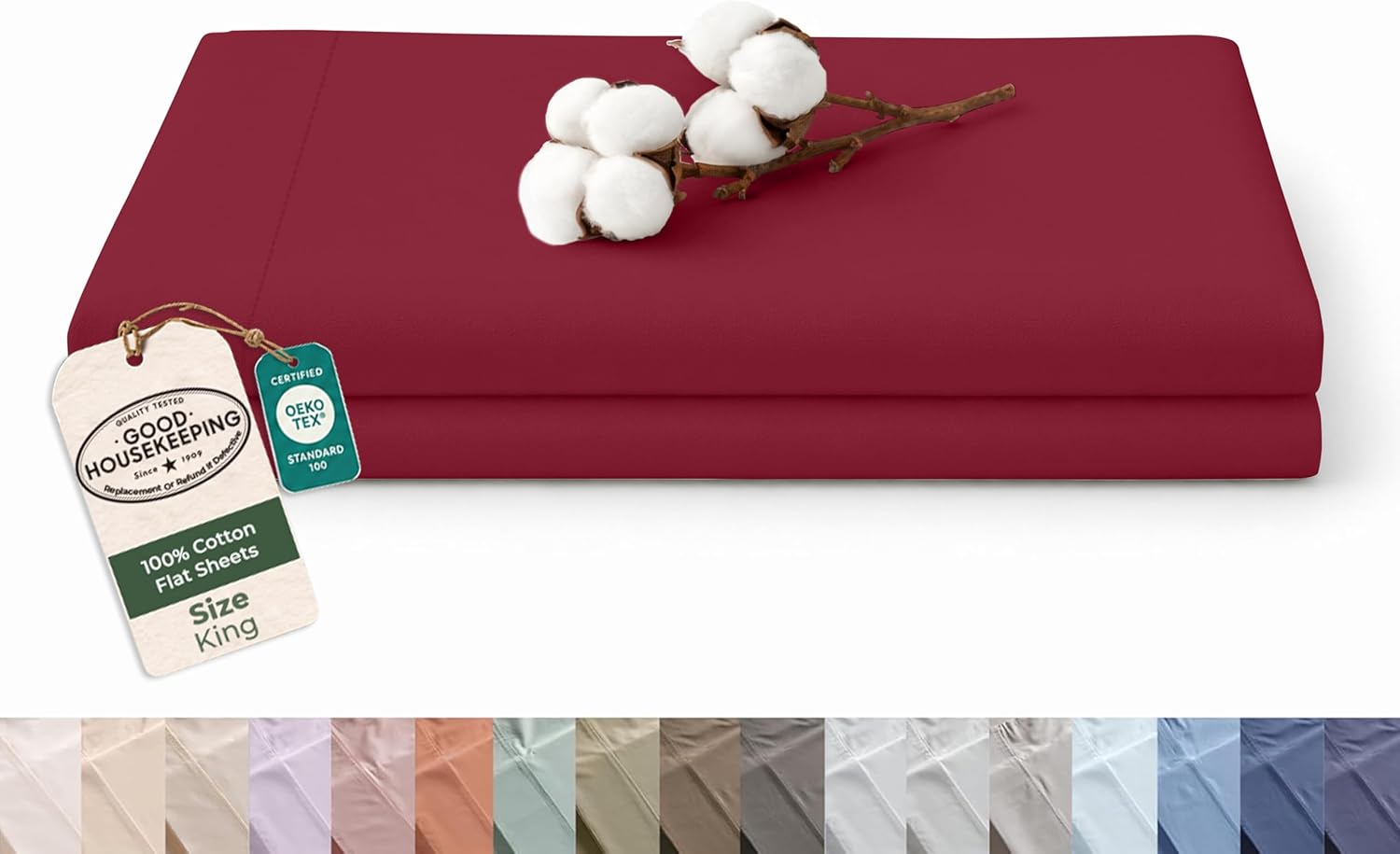 Amazon.com: Royale Linens 100% Organic Cotton King Size Flat Sheet Only ...