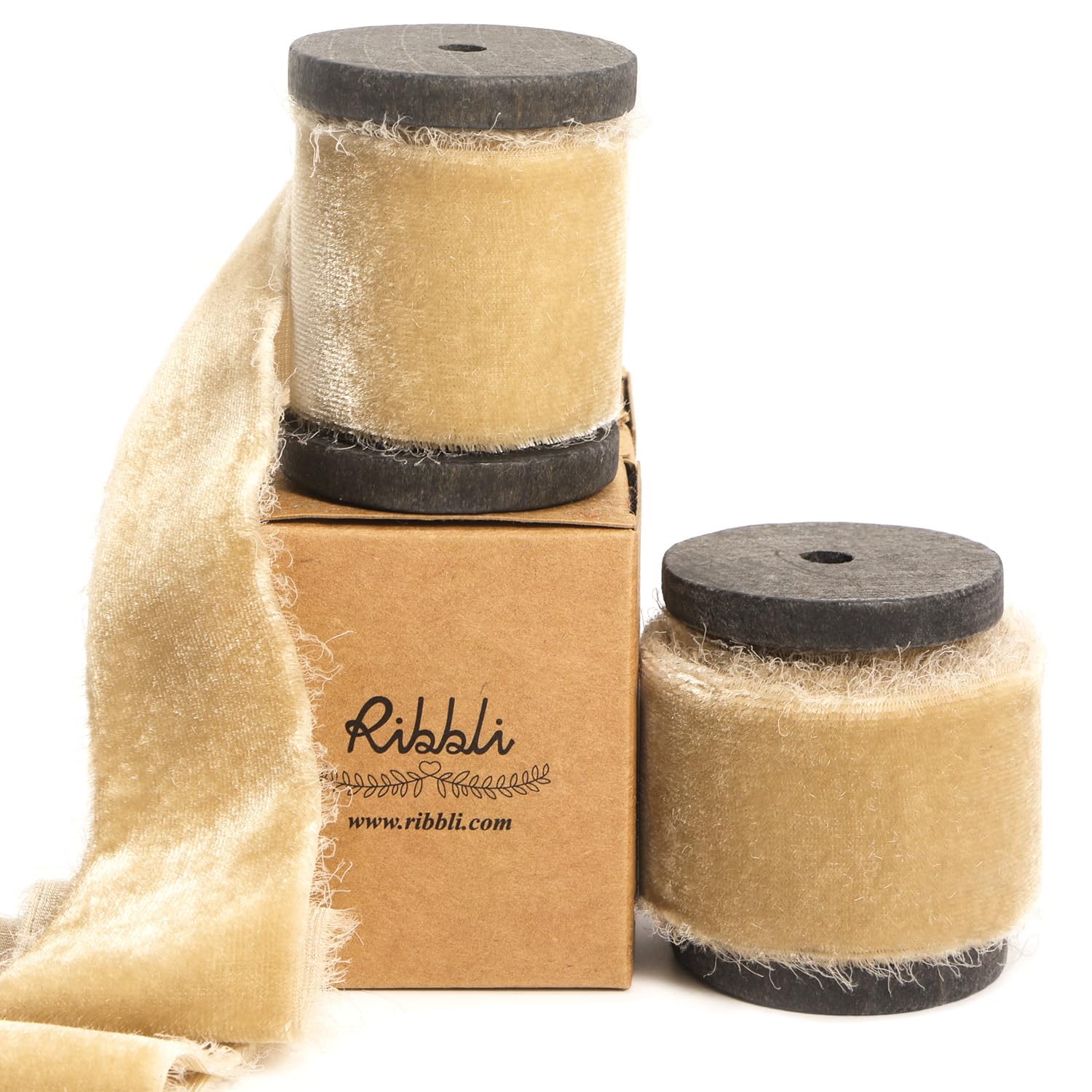 Amazon.com: Ribbli Light Champagne Velvet Ribbon 1.5 Inch Handmade ...