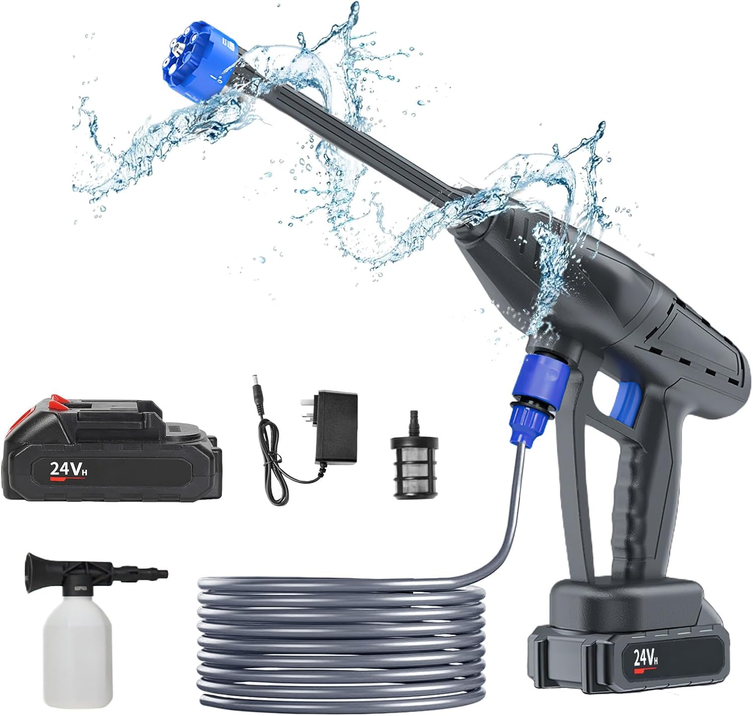GOXAEEE Cordless Pressure Washer, 26 Bar/377 PSI High Power Washer ...