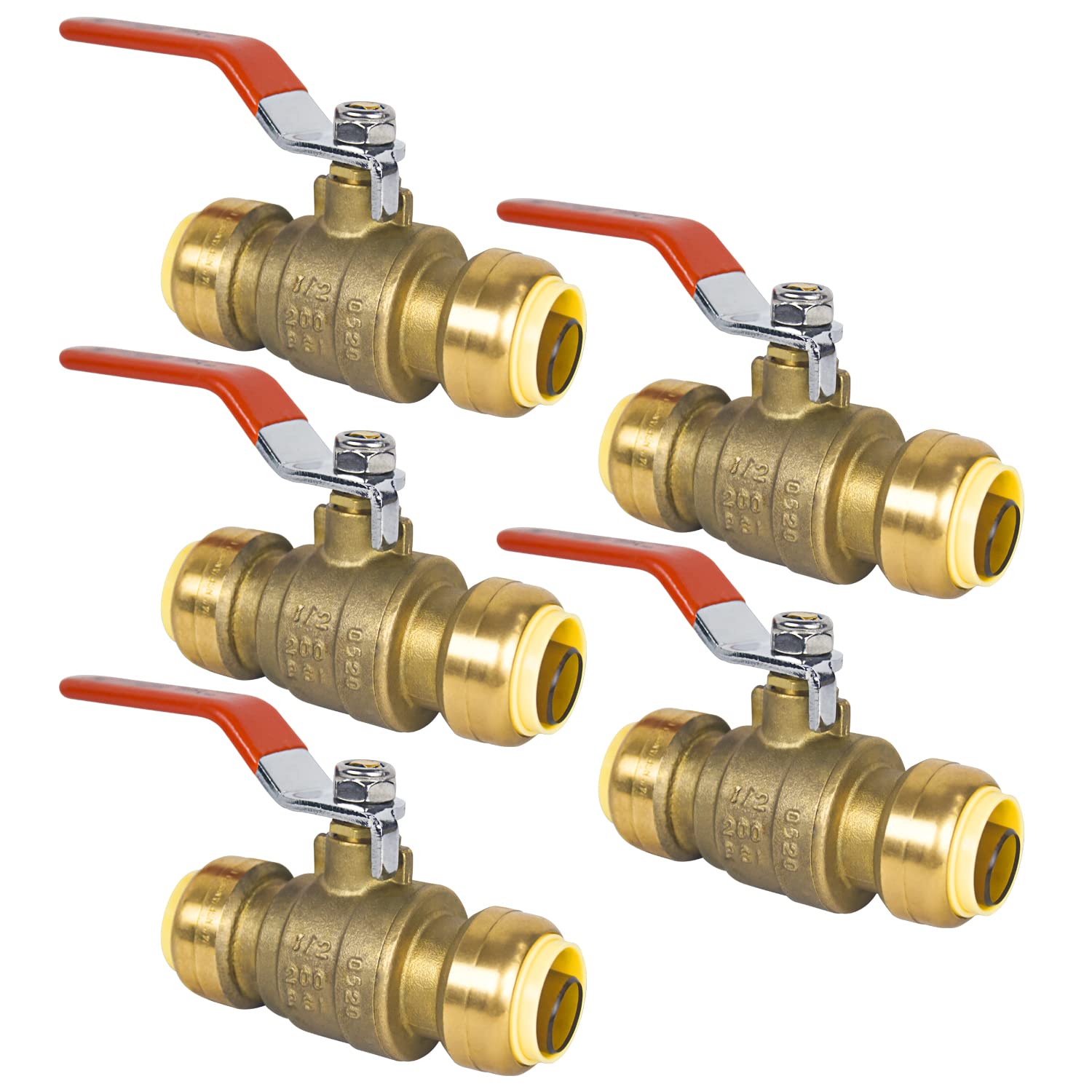 Amazon.com: (Pack of 5) AB 1/2 Inch PEX Brass Push-Fit Ball Valve ...