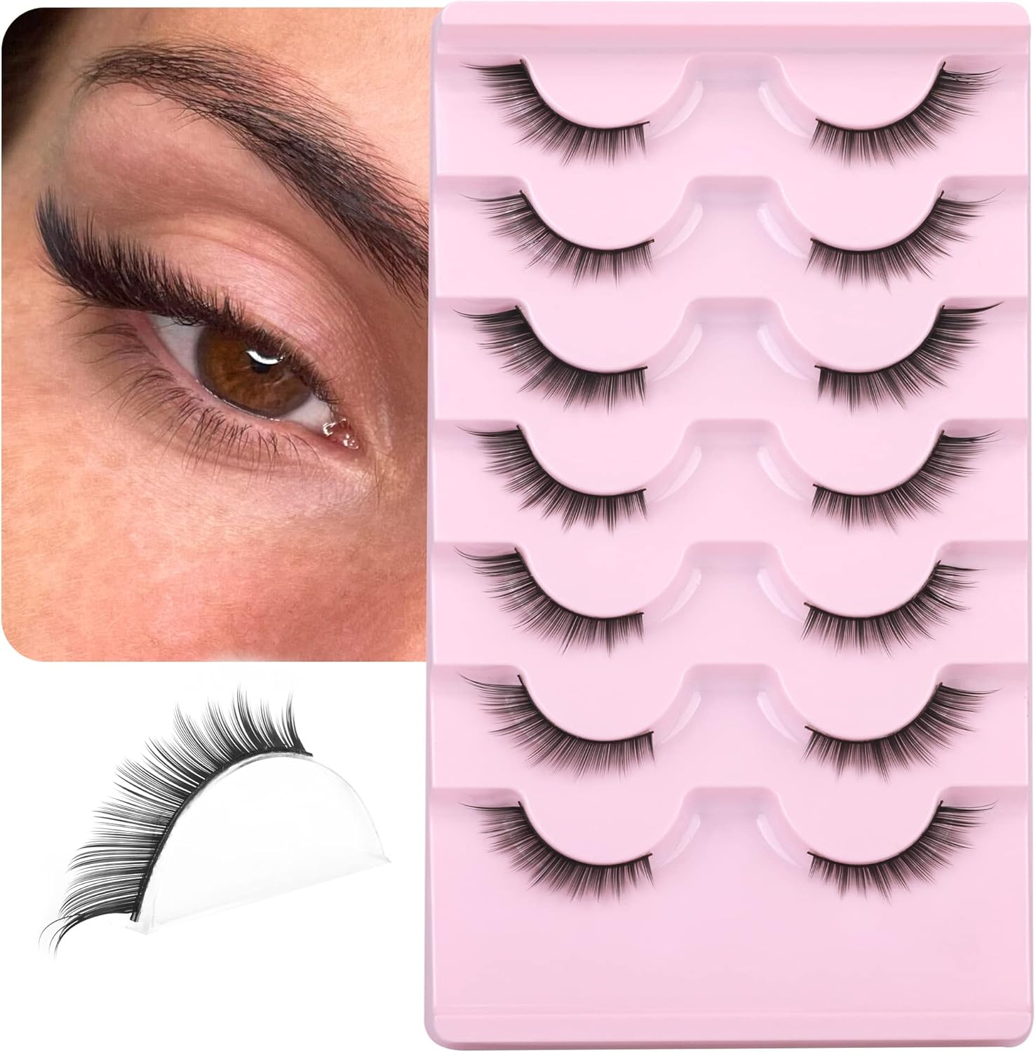 Half Lashes Natural Look False Eyelashes Wispy Angel Wing Fake ...